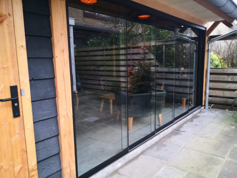 Inbouw glazen schuifwand voor overkapping - Antraciet - Tuingigant.com