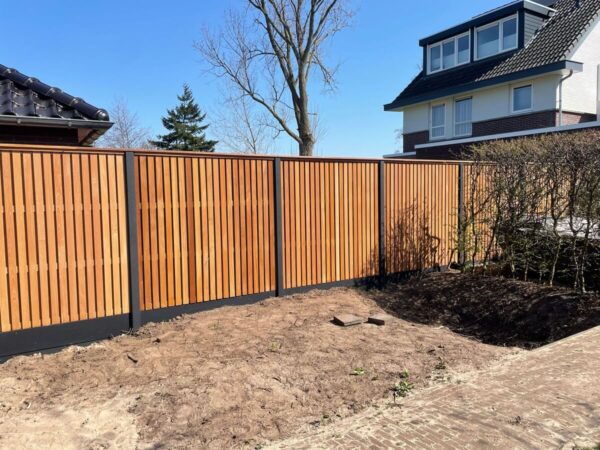 Schutting beton sleufpaal - Gecoat antraciet - 10 x 10 cm - Tuingigant.com